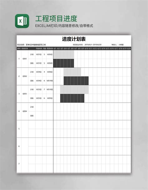 甘特图工程项目进度表excel模板excel表格 【ovo图库】
