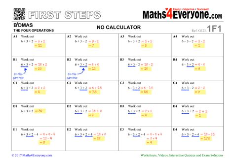 Bidmas First Steps Worksheets For Ks3 Maths Teachwire