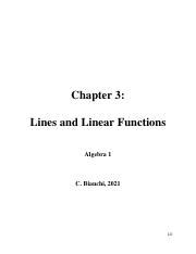 Chapter 3 Linear Functions Pdf Chapter 3 Lines And Linear Functions Algebra 1 C Bianchi 2021