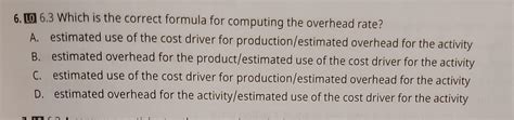 Solved 6 L0 6 3 Which Is The Correct Formula For Computing Chegg