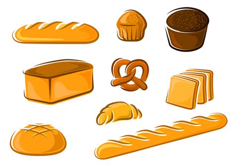 Productos De Panadería De Dibujos Animados Para El Diseño De La Tienda