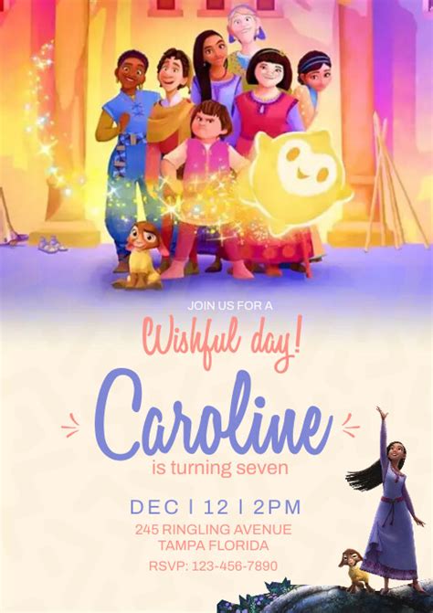 Disney Wish Asha Birthday Invite Template Postermywall