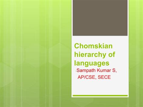 Chomsky Classification Of Language Pptx Chomsky Classification Of Language Pptx
