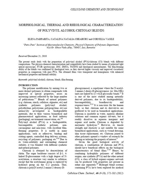 Morphological Thermal And Rheological Characterization Pdf