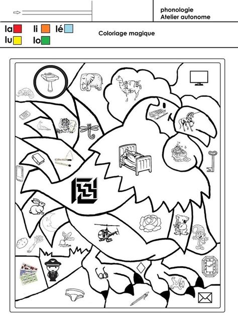 coloriage magique CP l syllabes la li lu lo lé école