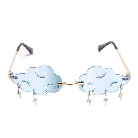 Swirly Cloud Sunglasses With Thunderbolt Pendant Cute Sunglasses Party Sunglasses Blue Glasses