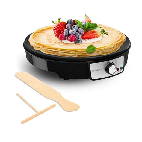 Nutrichef Nonstick 12 Electric Griddle And Crepe Maker Cooktop