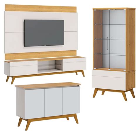 Rack Painel Classic G Buffet Classic Portas Cristaleira G Off White Nature