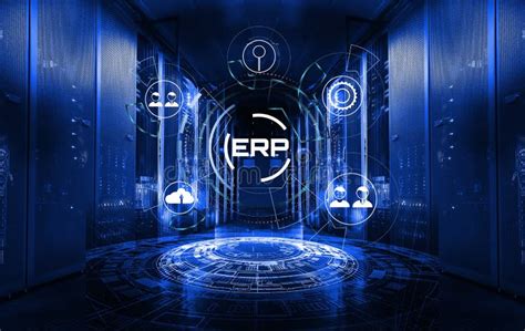 D Render HUD Interface Is An ERP System Concept With A Holographic Interface On The Background