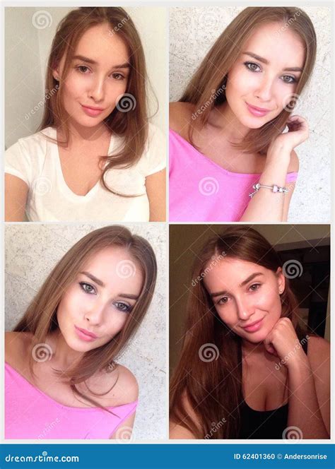 Collage Von Vier Fotos Gemacht Durch Smartphone Stockfoto Bild Von