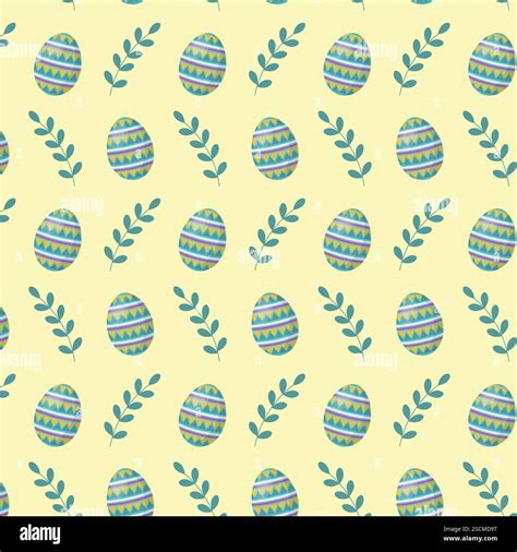 Seamless Repeating Pattern Of Easter Eggs And Branches Stock Vector