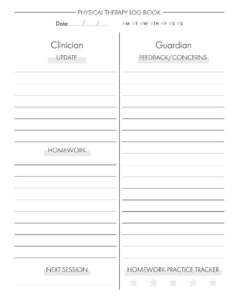 Physical Therapy Log Template Etsy