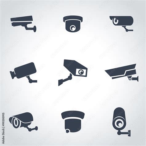 Vector Black Security Camera Icon Set Security Camera Icon Object Security Camera Icon Picture