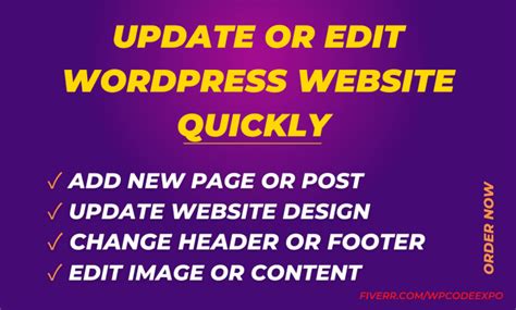 customize update or edit wordpress website quickly by wpcodeexpo fiverr