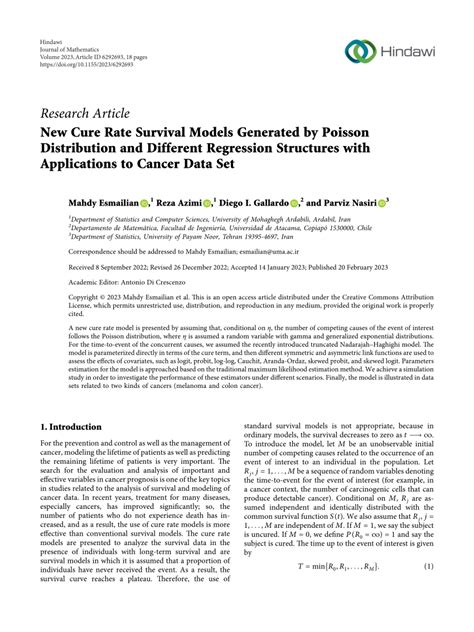 Pdf New Cure Rate Survival Models Generated By Poisson Distribution