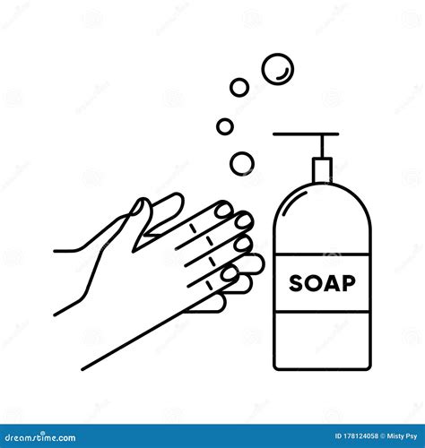 Wash Hands With Soap Vector Icon Liquid Soap Dispenser Minimalist