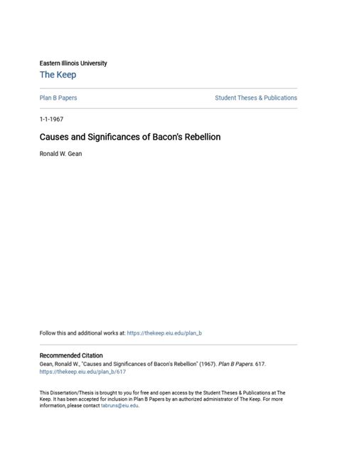 Causes And Significances Of Bacons Rebellion Pdf