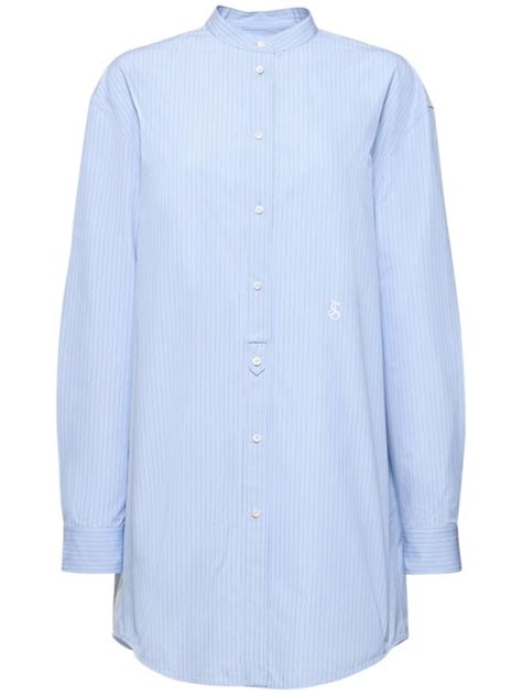 Collarless striped cotton poplin shirt - Jil Sander - Women | Luisaviaroma