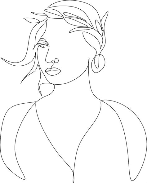 Premium Vector Abstract Face With Flowers By One Line Vector Drawing Portrait Minimalistic Style