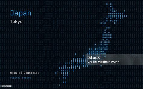 japan map shown in binary code pattern tsmc blue matrix numbers zero