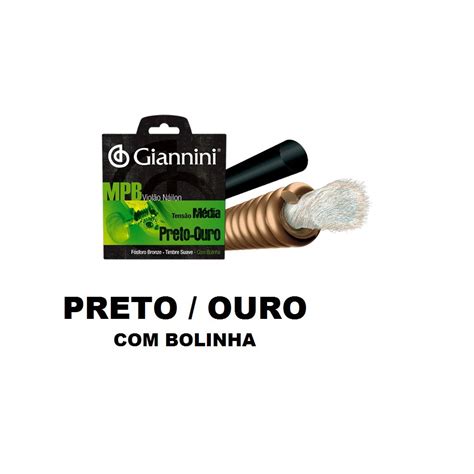 Encordoamento Violão Nylon Giannini MPB Tensao Media Nailon Preto Ouro Shopee Brasil