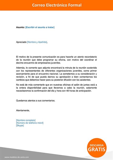 Ejemplos De Correo Electr Nico Formal Para Descargar Word