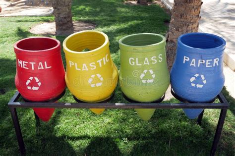 Recycling Bins Containers With Separated Garbage Trash Cans For
