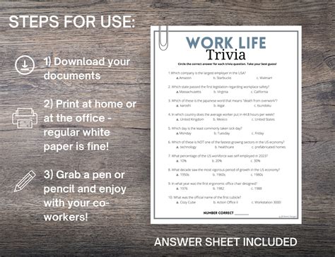 Work Trivia Game Fun Office Party Idea For Team Building Etsy
