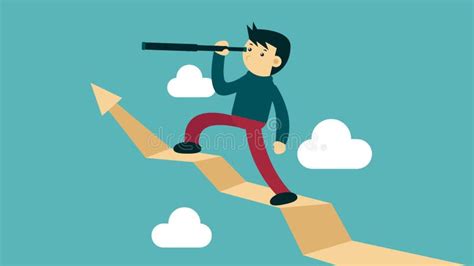 Animated Illustration Of Businessman Cartoon Character Using Telescope