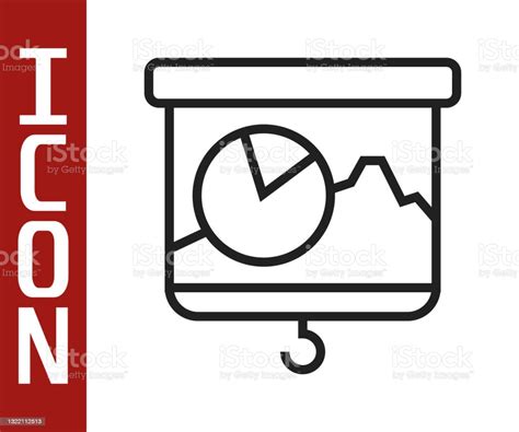 그래프 일정 차트 다이어그램 인포그래픽 흰색 배경에서 격리된 원형 그래프 아이콘이 있는 블랙 라인 프레젠테이션 보드입니다 벡터 개념에 대한 스톡 벡터 아트 및 기타 이미지