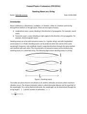 Standing Waves On A String Docx General Physics II Laboratory PHY2054L Standing Waves On A