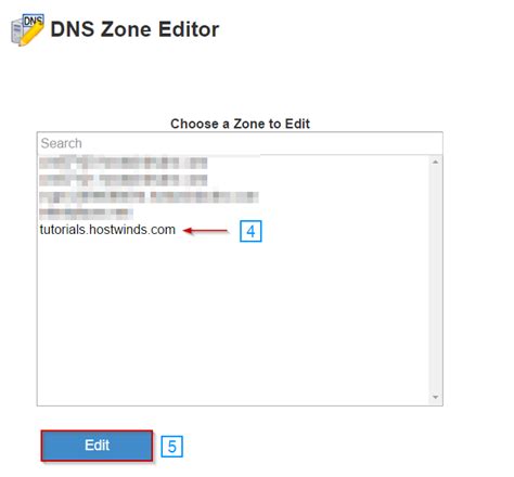 Editing A DNS Zone Hostwinds