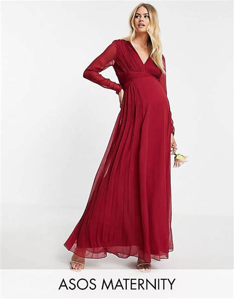 Asos Design Maternity Robe De Demoiselle Dhonneur Longue Froncée à