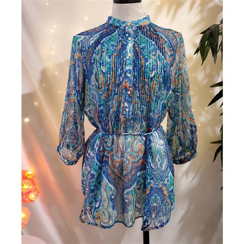 Lauren Ralph Lauren Paisley Sheer Chiffon Tie Waist T Gem