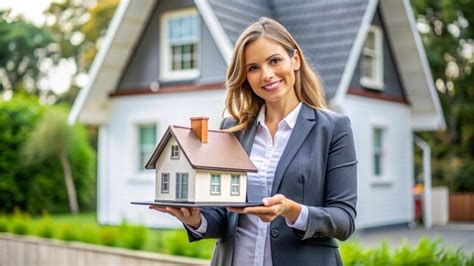 Premium Photo Real Estate Agent Presenting House Model To Client
