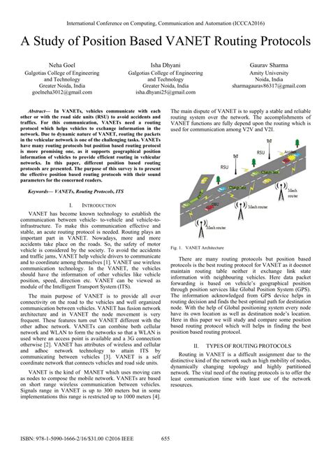 PDF A Study Of Position Based VANET Routing Protocols