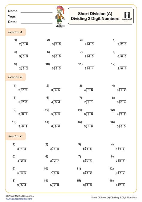 short division a dividing 2 digit numbers worksheet key stage 2 pdf