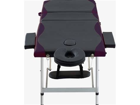 vidaXL Mesa de massagem dobrável zonas alumínio preto e roxo Worten pt