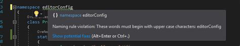 Editorconfig Code Fix For Naming Violation In Subnamespace Is Missing