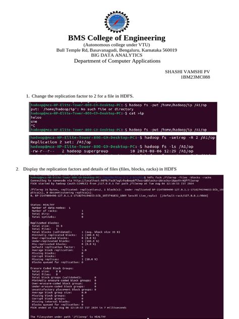 1bm23mc088 Hadoop Commands Pdf