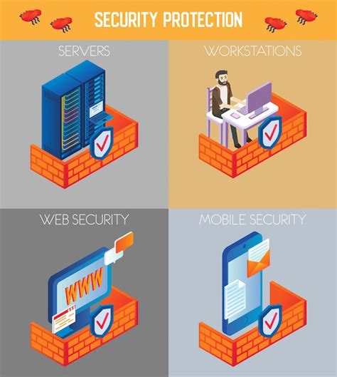 Premium Vector Vector Isometric Security Protection Icon Set