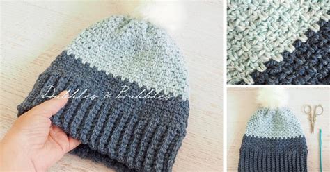 Moss Stitch Beanie Hat Crochet Pattern Dabbles Babbles