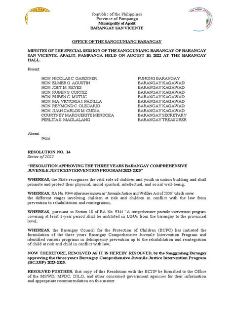 Cbjip Resolution Pdf Government Social Institutions