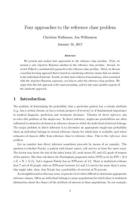 Pdf Four Approaches To The Reference Class Problem Pdf Four Approaches To The Reference Class Problem