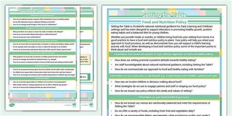 Setting The Table Food And Nutrition Policy Information