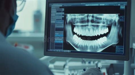 Digital X Ray Analysis In A Modern Dental Clinic Using Artificial Intelligence Tools Stock Image