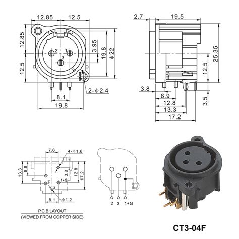 3 Pin Xlr Female Panel Mount Connector High Quality Audio Speaker Xlr