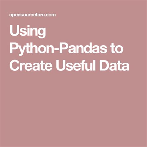 using python pandas to create useful data computacion