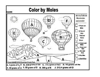 MOLES COLOR BALLOONS BY CALCULATING MOLES FROM GRAMS TPT