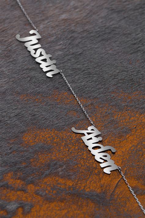 14k Solid Gold Two Names Necklace 2 Names Personalized Etsy
